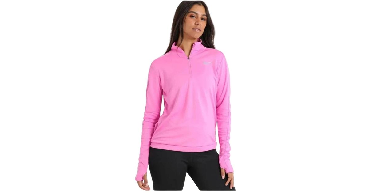 Nike Dri-Fit Pacer Quarter Zip Bright Long Sleeve Top in Pink | Lyst UK