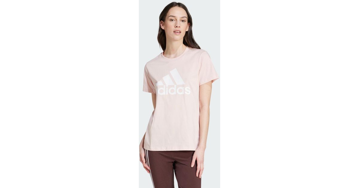 adidas Essentials Logo Tee in Pink | Lyst UK