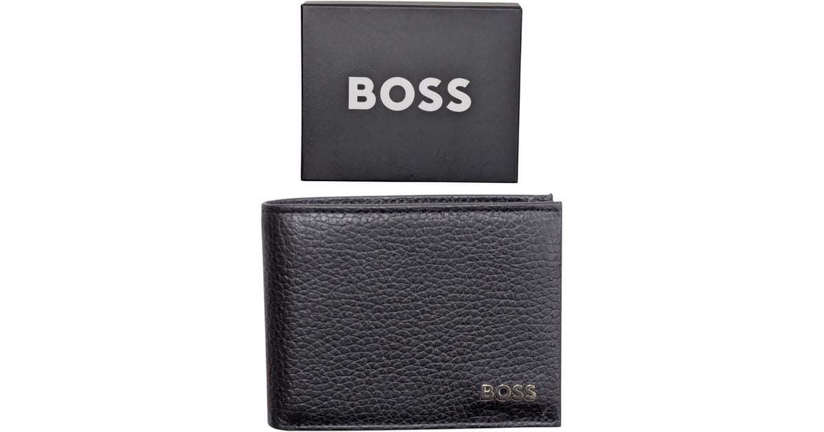BOSS Wallet Genuine Leather Crosstown Trifold Credit Cardholder Gift in ...