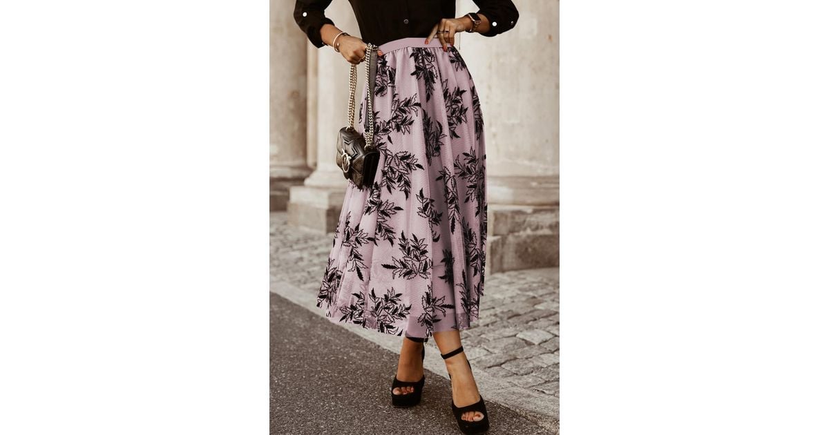 Everyday the Label Floral Embroidered Midi Skirt in Brown | Lyst UK