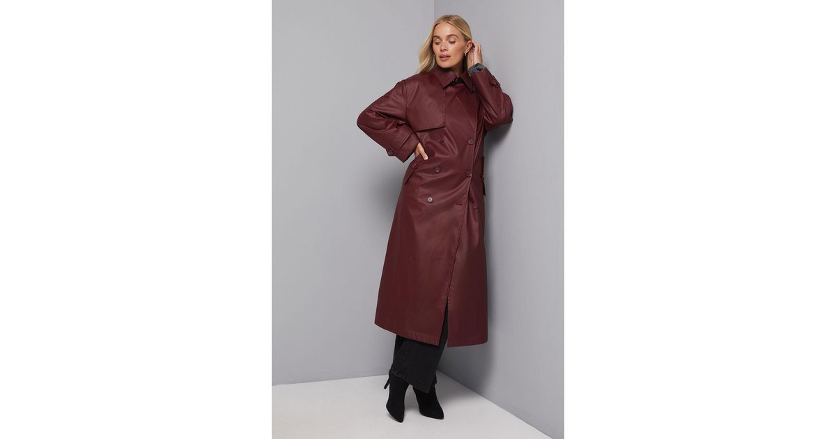 Wallis Petite A Line Inverted Box Pleat Back Mac in Brown | Lyst UK