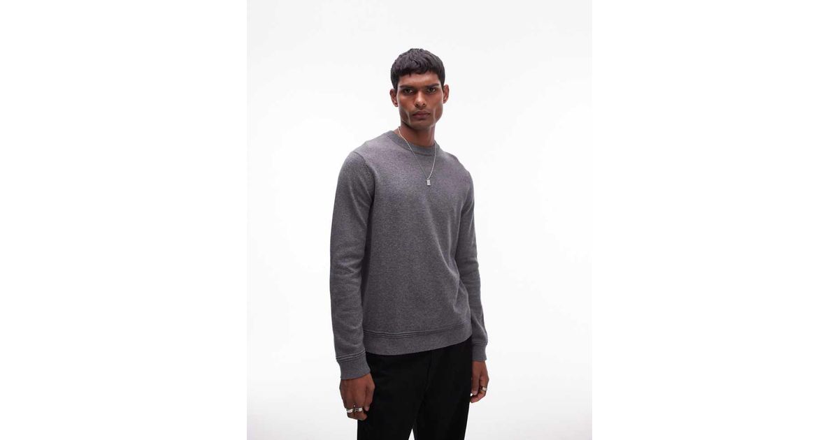 TOPMAN Essential Crew Neck in Grey for Men | Lyst UK