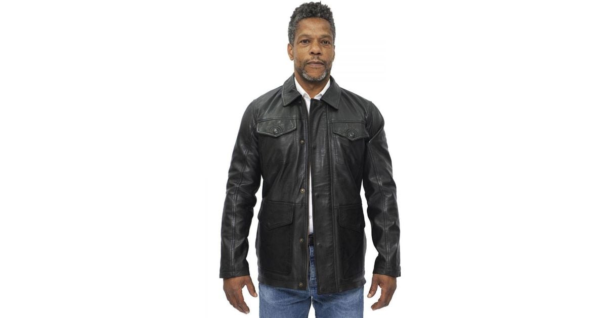 Infinity Leather Safari Jacket-Porto in Black for Men | Lyst UK