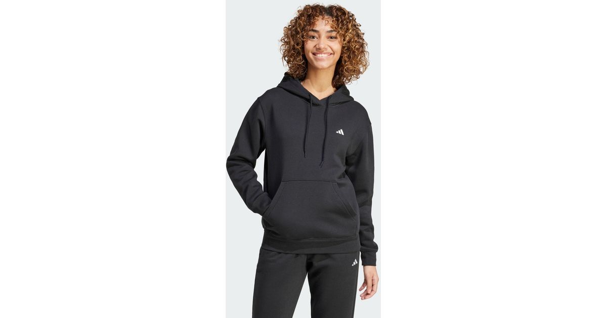 adidas Essentials Small Logo Feel Cozy Hoodie in Black | Lyst UK