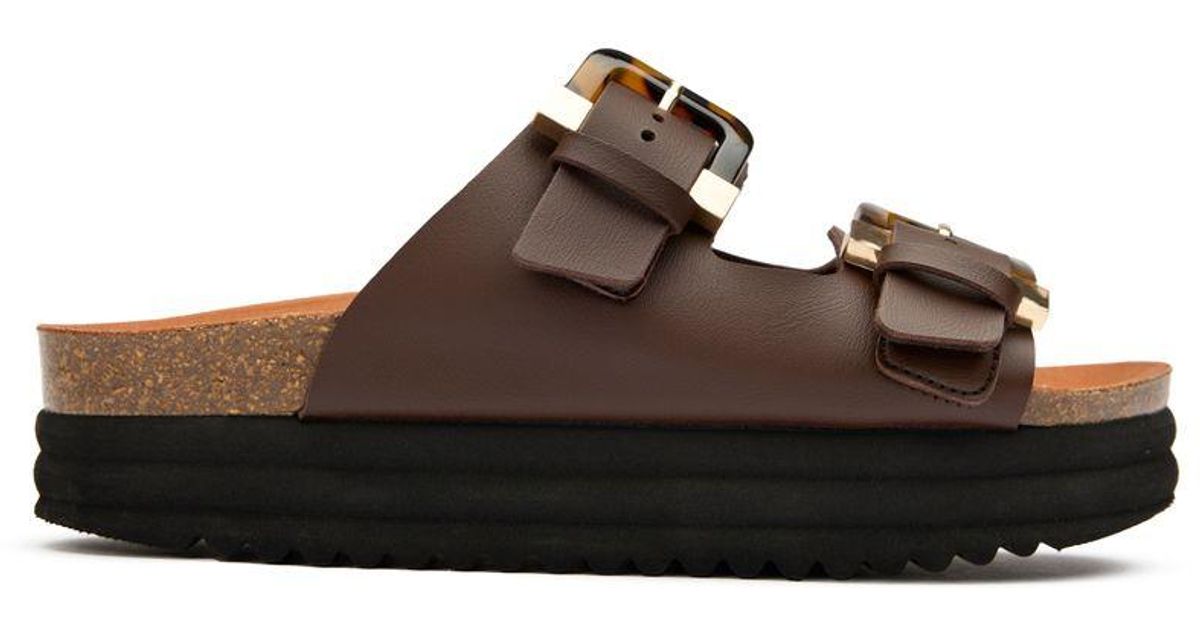 V.Gan Vegan Plum Footbed Tortoiseshell Sandals in Brown | Lyst UK