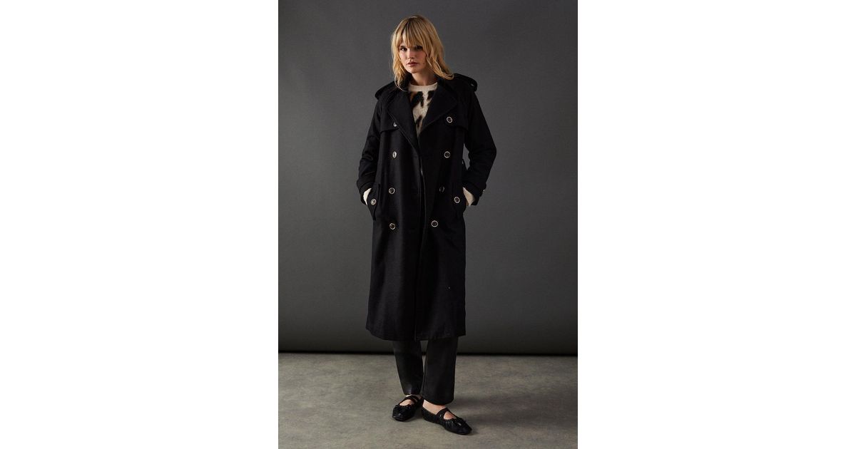 Warehouse Chocolate Trench Coat Daywear Jackets & Coats in Black | Lyst UK