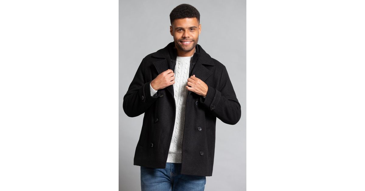 Tokyo Laundry Faux Wool Coat With Inside Funnel Neck in Black for Men ...