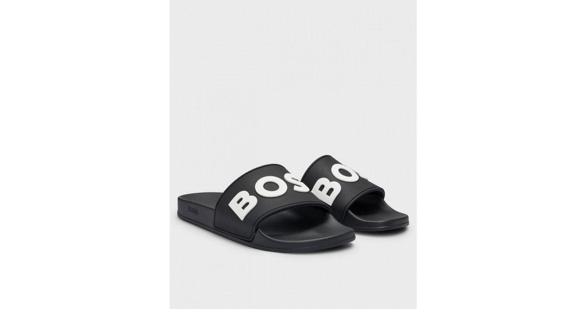 BOSS Boss Kirk Italian-Made Slides With Raised Logo Nos in Black for ...