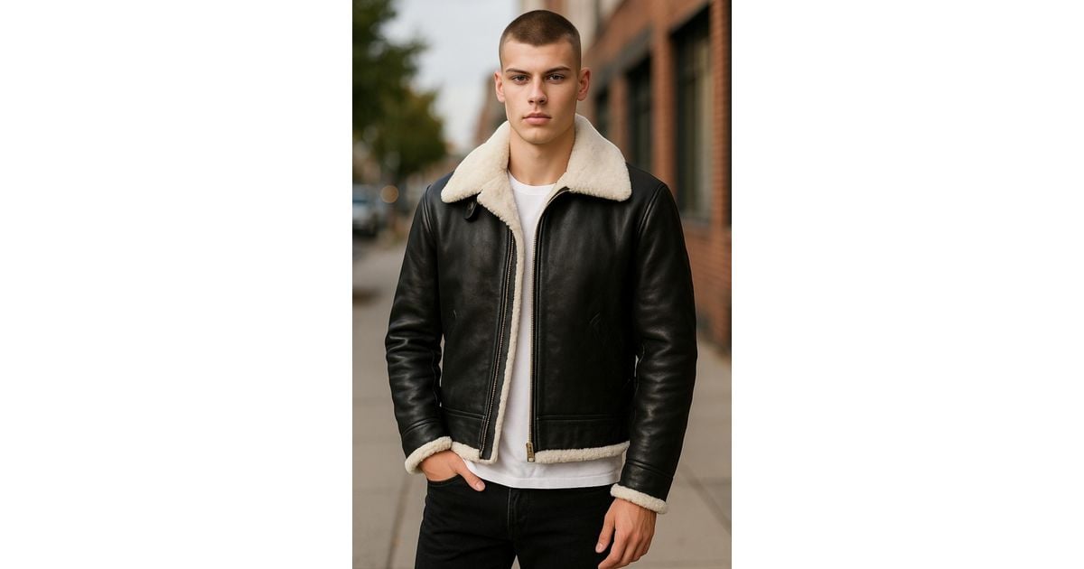 Infinity Leather Cream B3 Aviator Real Sheepskin Flying Jacket-Hobart ...