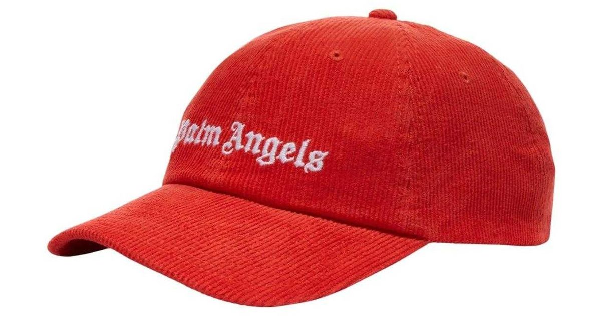 Palm Angels Logo Corduroy Baseball Cap Cotton in Red | Lyst UK