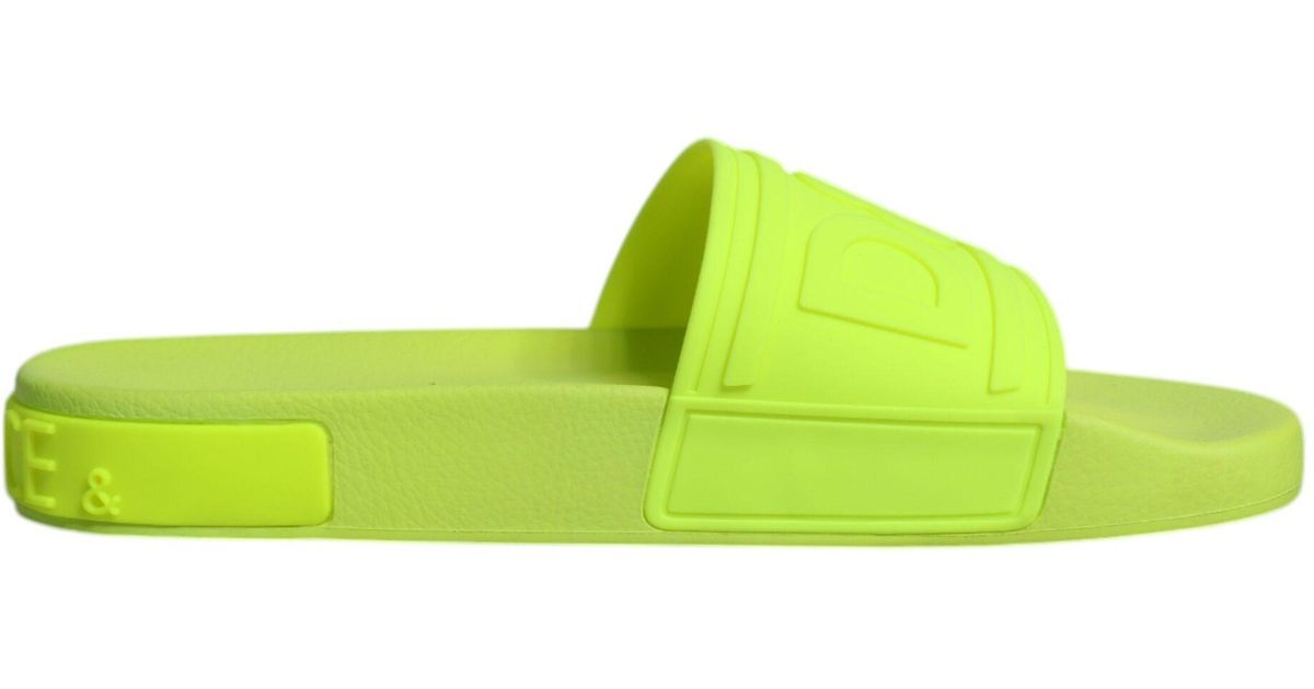 Dolce & Gabbana Portofino Slides Neon Style in Green | Lyst UK