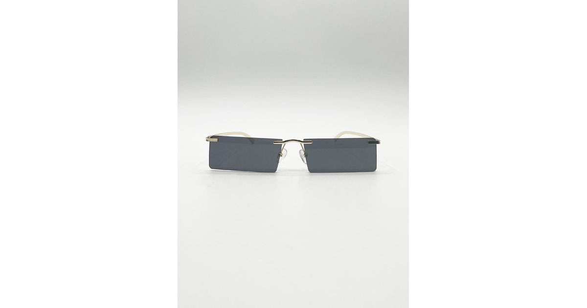 SVNX Frameless Rectangle Sunglasses in Blue | Lyst UK