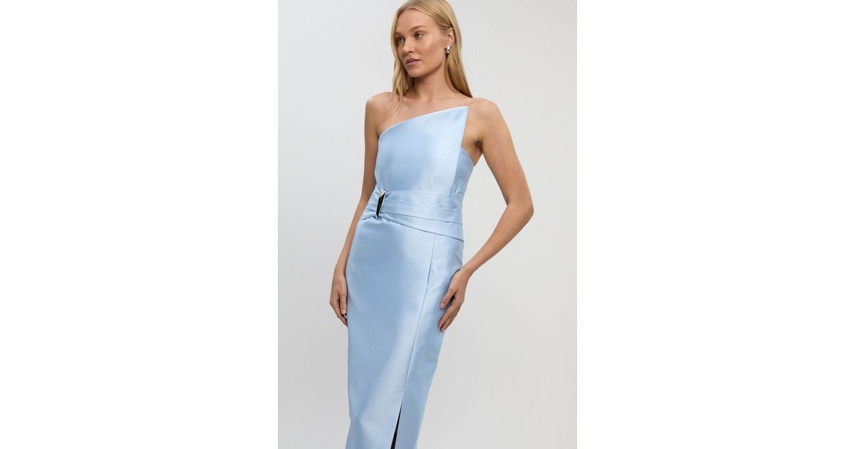 Karen Millen Satin Twill Trim Detail Structured Asymmetric Neck ...