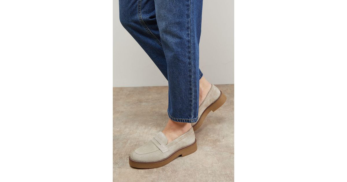 Oasis Butter Suede Chunky Penny Casual Loafers in Blue | Lyst UK