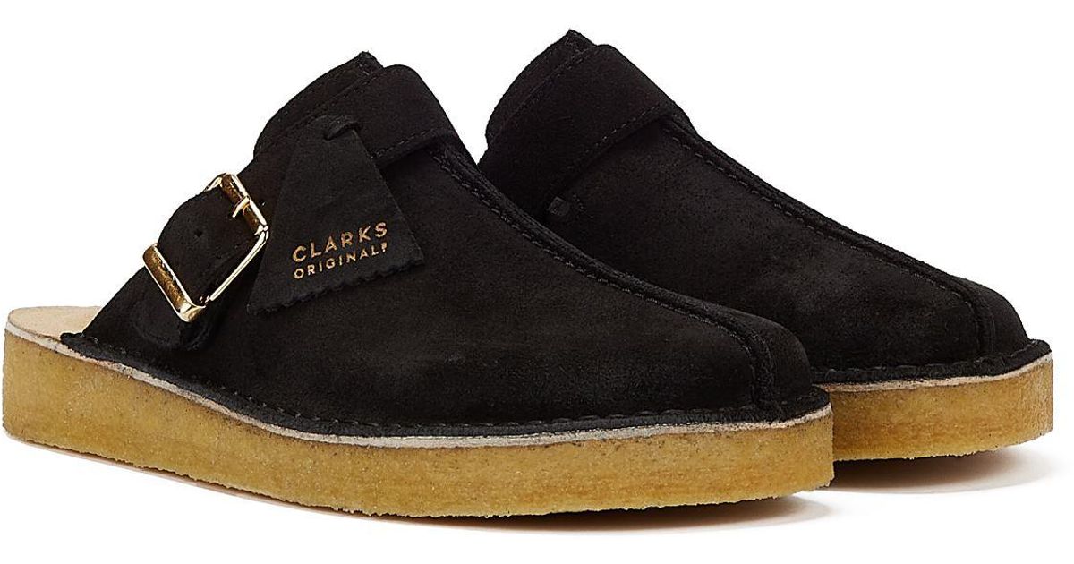 Clarks Trek Mule Suede Sandals in Black for Men | Lyst UK