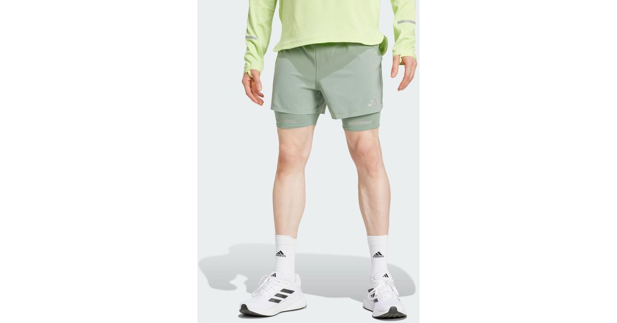 adidas Originals Ultimate Running Reflective 2-In-1 Shorts in Green for ...