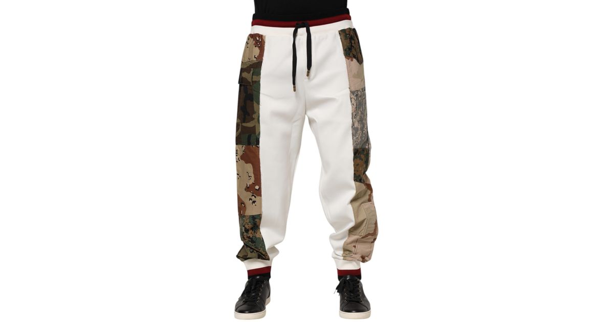 Dolce & Gabbana Patchwork Camo Cotton Pants in White for Men | Lyst UK