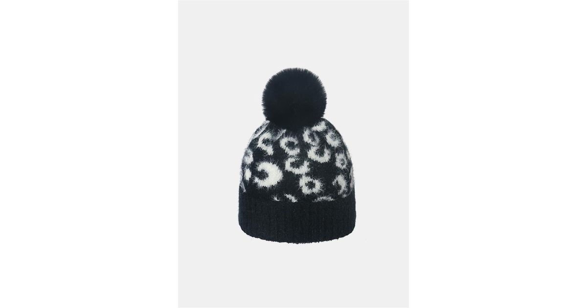 Everyday the Label Leopard Hat With Pompom in Blue | Lyst UK