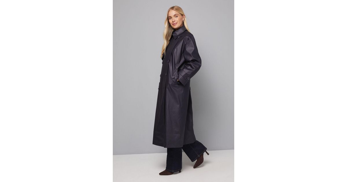 Wallis Petite A Line Inverted Box Pleat Back Mac in Grey | Lyst UK