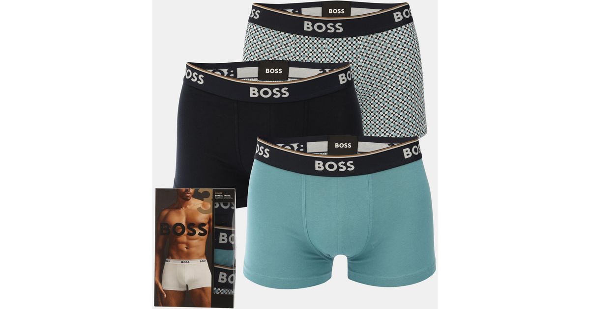 BOSS 3 Pack Of Power Design Trunks in Blue for Men | Lyst UK