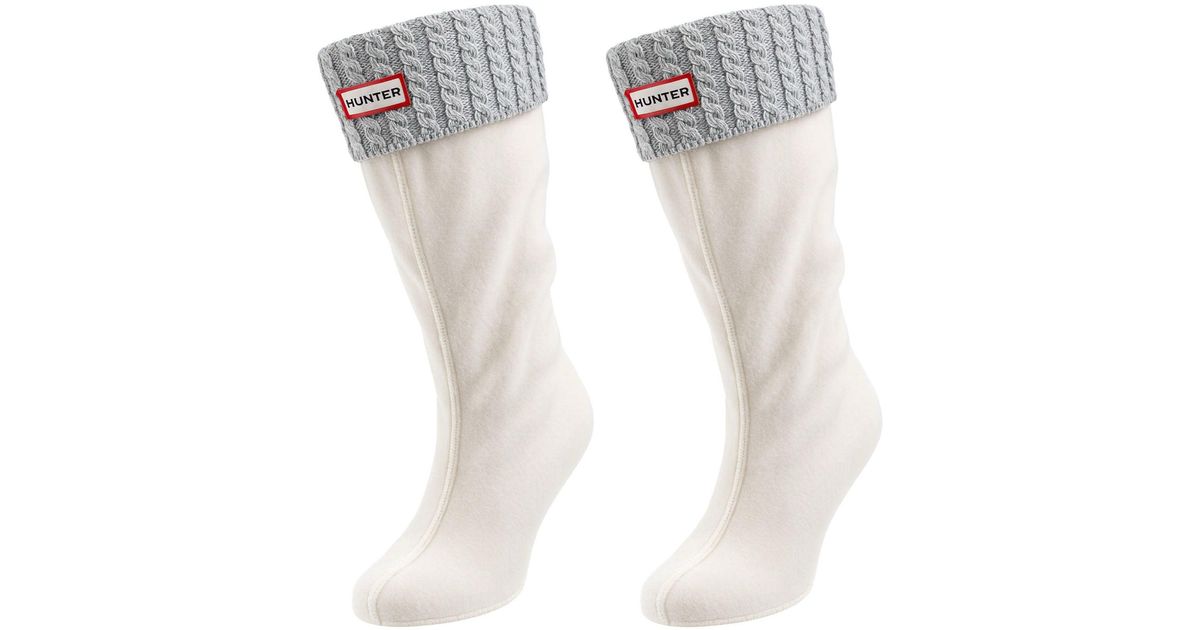 HUNTER Mini Cable Tall Boot Socks in White for Men | Lyst UK