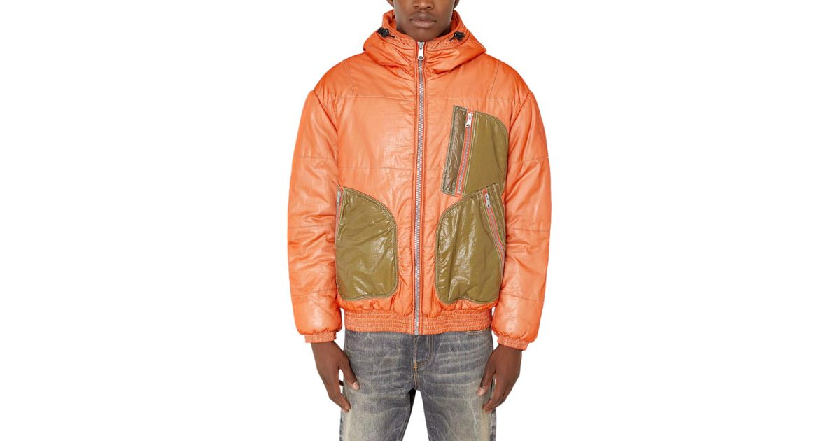 DIESEL W-Nam Puffer Jacket in Orange for Men | Lyst UK