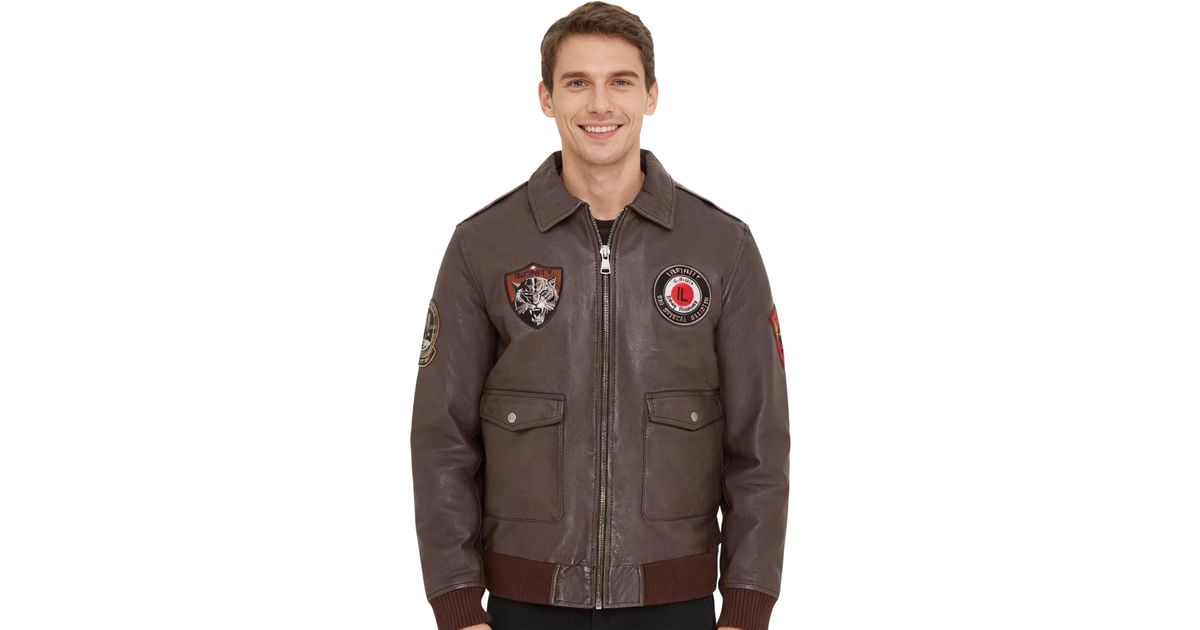 Infinity Leather Flying Bomber G-1 Aviator Collar Jacket in Brown for ...