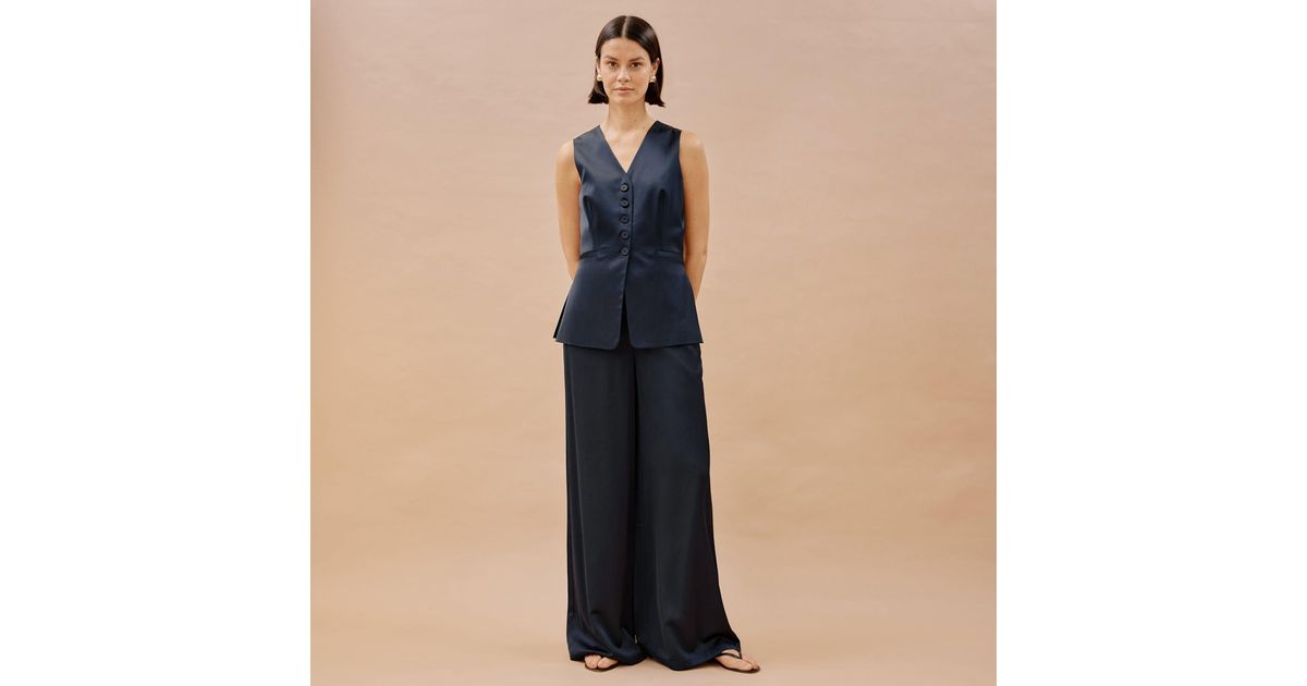 Albaray Satin Longer Waistcoat in Blue | Lyst UK