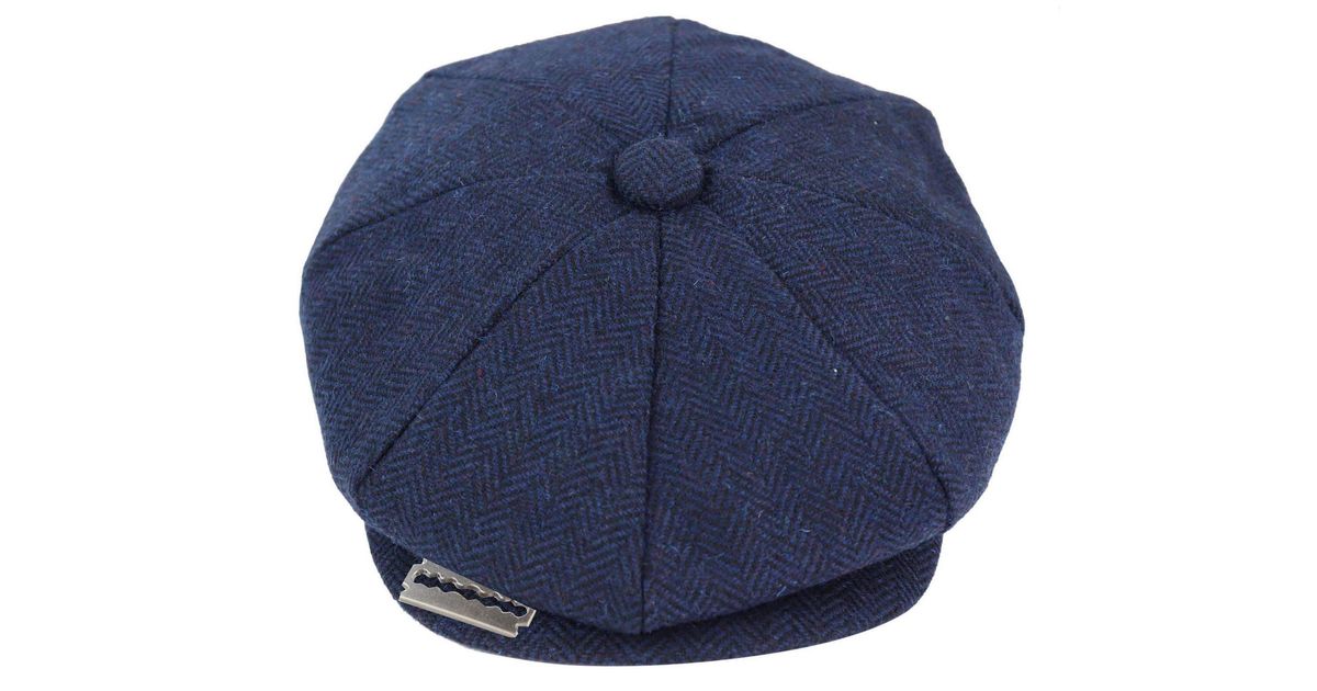 Infinity Leather Peaky Blinders Tweed Hat With Razor Blade in Blue for ...