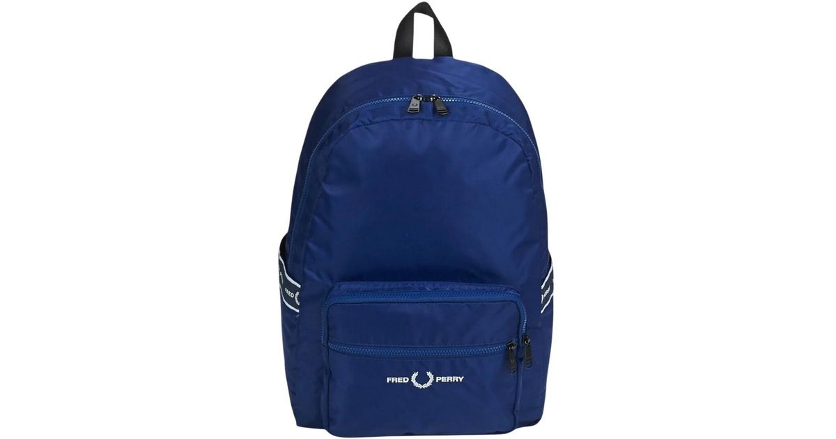 Fred Perry Logo Nylon Backpack (French) in Blue | Lyst UK