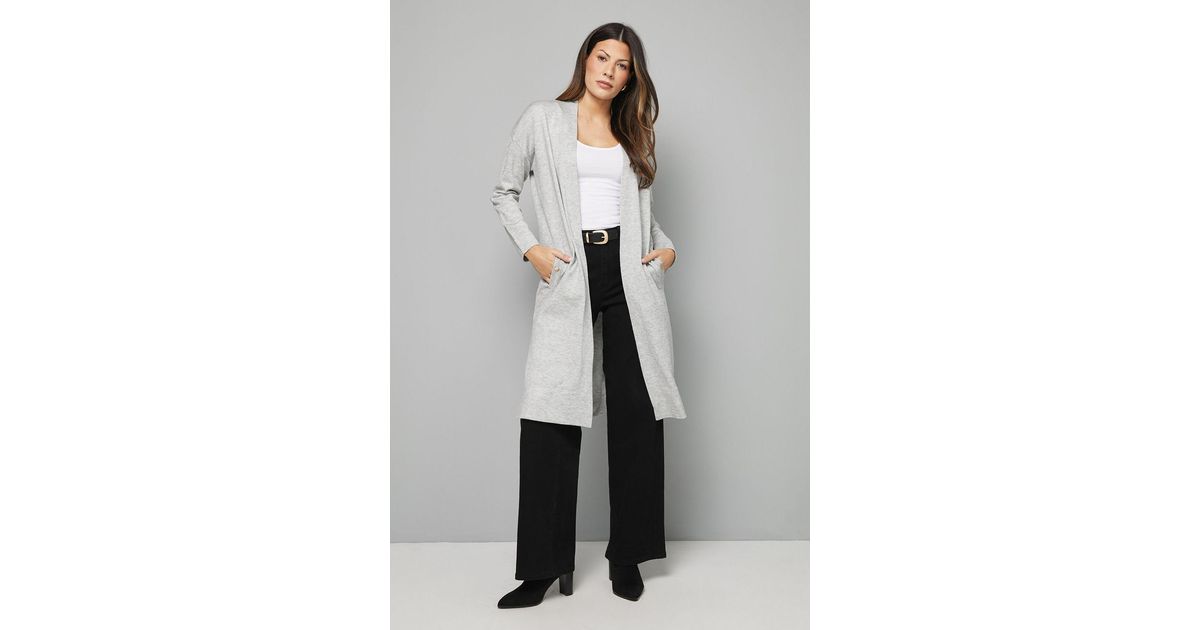 Wallis Maxi Edge To Pocket Cardigan in Grey | Lyst UK