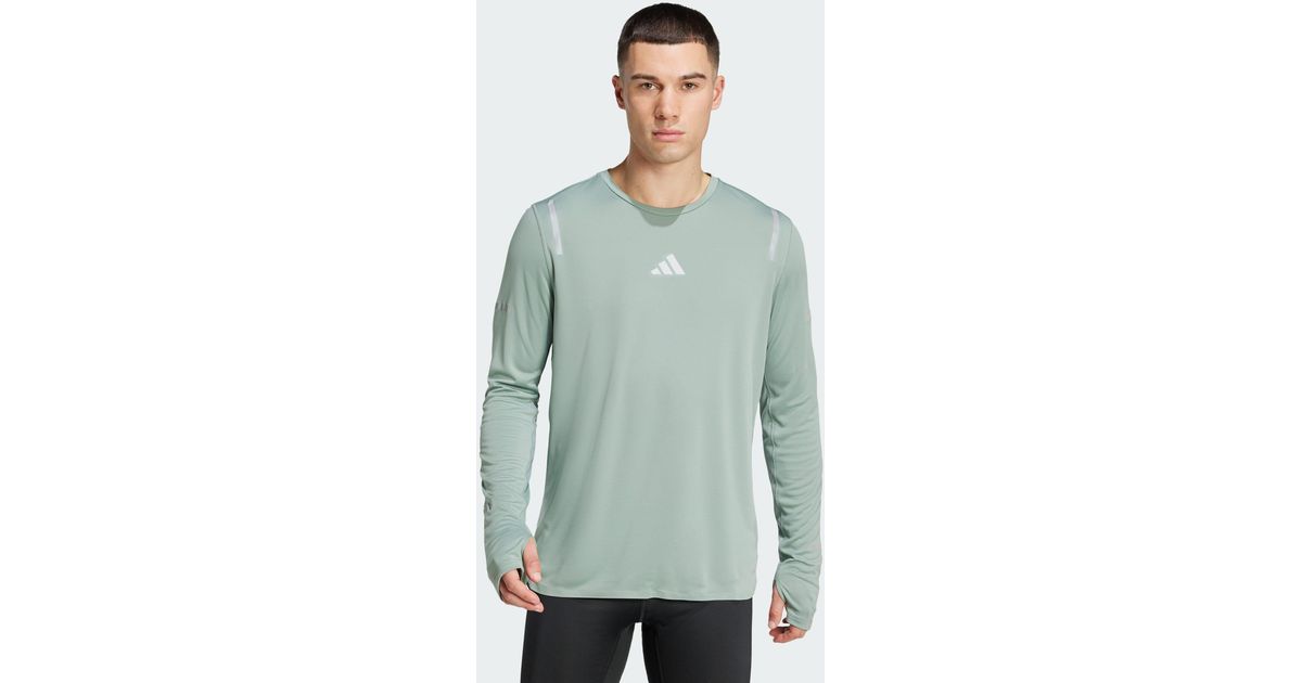 adidas Originals Ultimate Running Reflective Long Sleeve Tee in Green ...