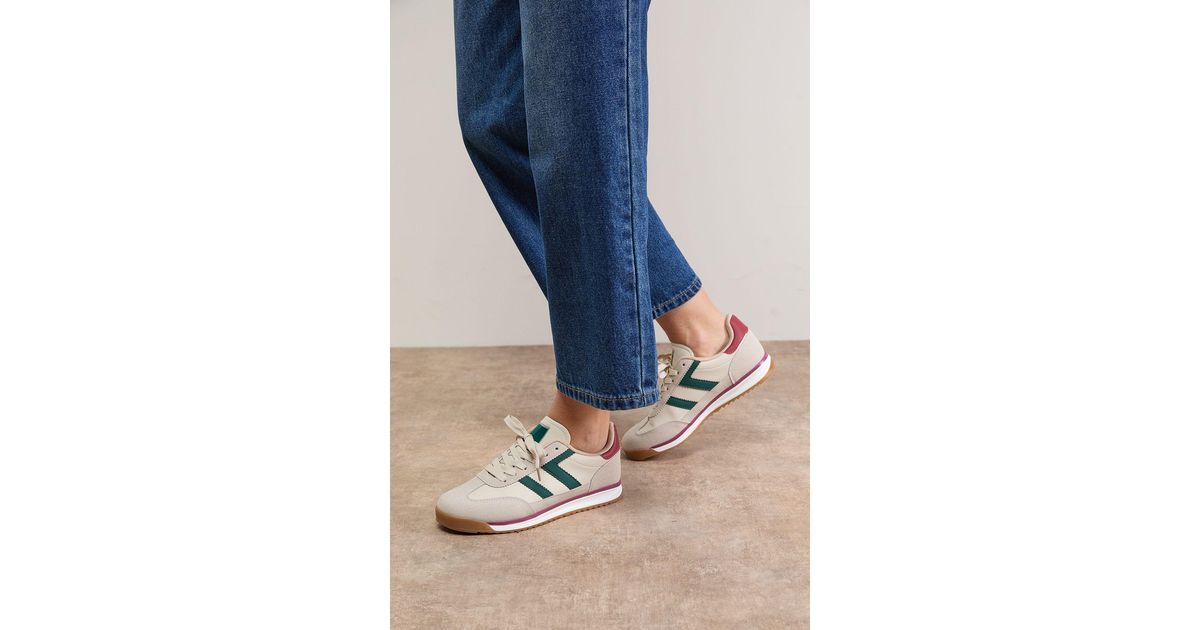 Oasis Ingrid Mixed Material Lace Up Trainers in Blue | Lyst UK