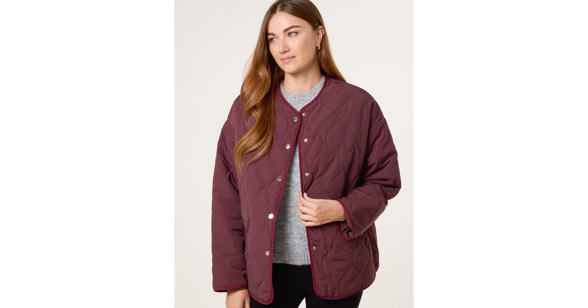 Blue Vanilla Button Front Quilted Jacket in Purple | Lyst UK