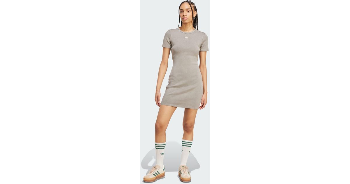 adidas Originals Essentials Short Sleeve Dress Washed in White | Lyst UK