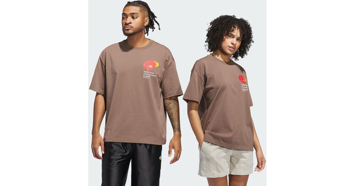 adidas Originals World Class Tee in Brown | Lyst UK
