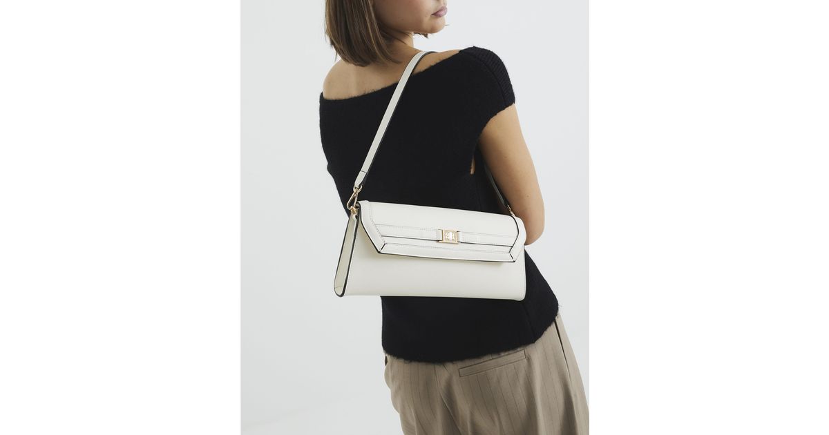 River Island Faux Leather Ri Clutch Bag Pu in Black | Lyst UK
