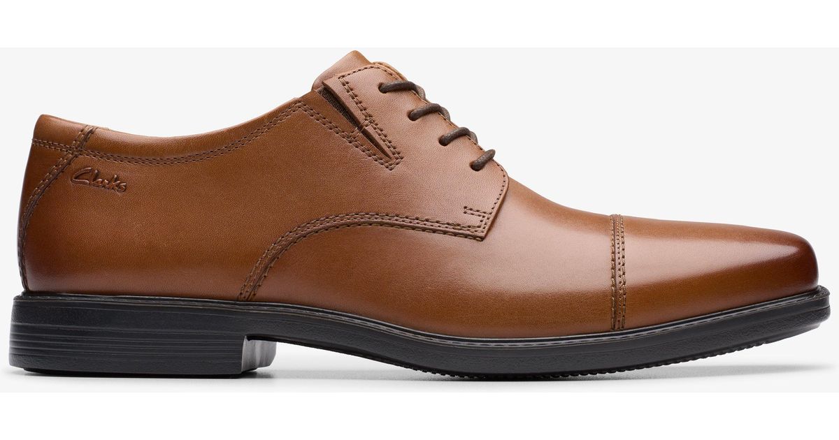 Clarks Cosgrove Cap Dark Tan Leather Shoes in Brown for Men | Lyst UK