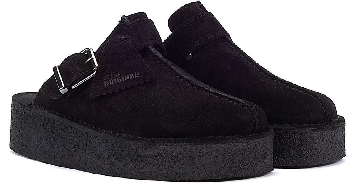 Clarks Original Trek Wedge Suede Mules in Blue | Lyst UK