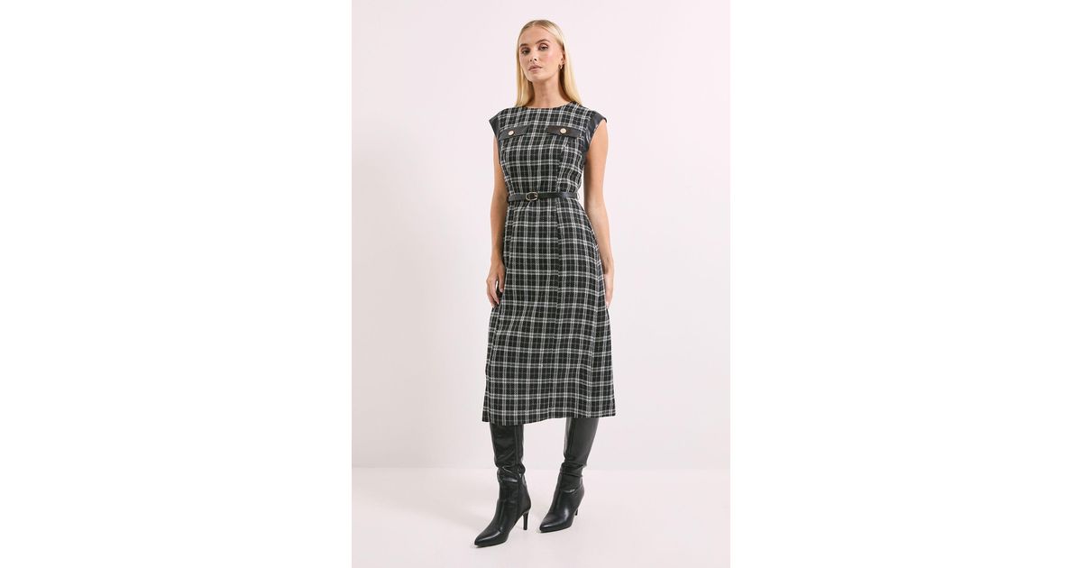 PRINCIPLES Boucle Patch Pocket Column Dress in Black | Lyst UK
