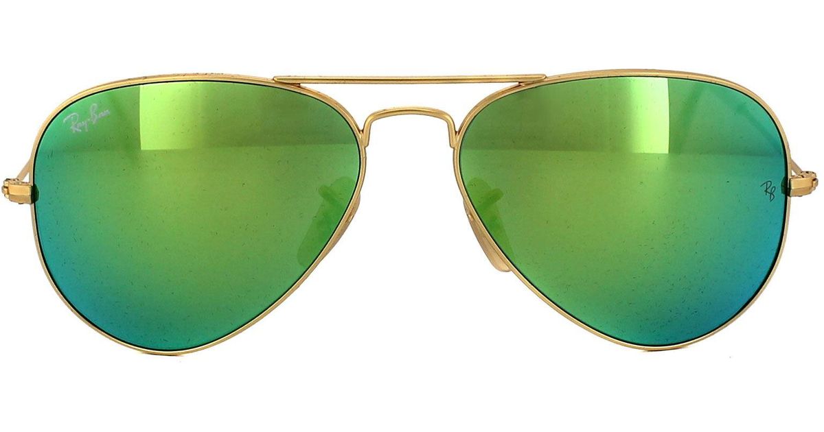 Ray-Ban Sunglasses Aviator 3025 112/19 Matt Mirror 62Mm Metal in Green ...