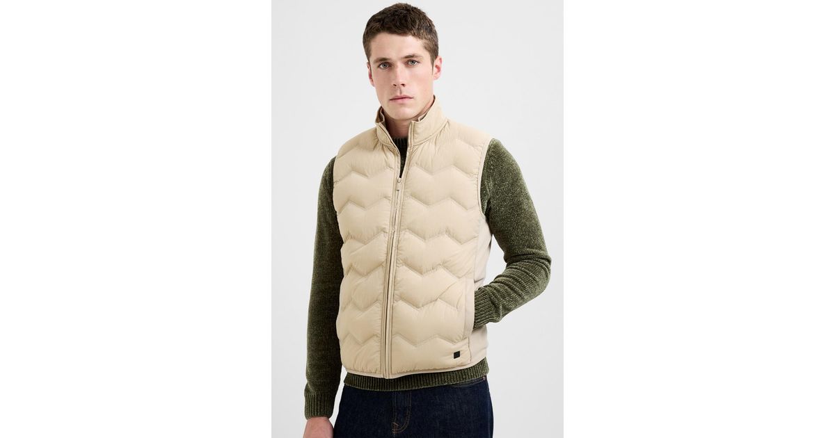 French Connection Zig Zag Quilted Zip-Up Puffer Gilet in Natural for ...