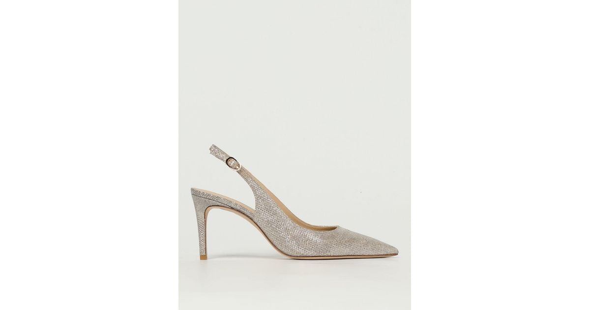 Stuart Weitzman Nudistsong Glitter Slingback Pump in Natural | Lyst UK