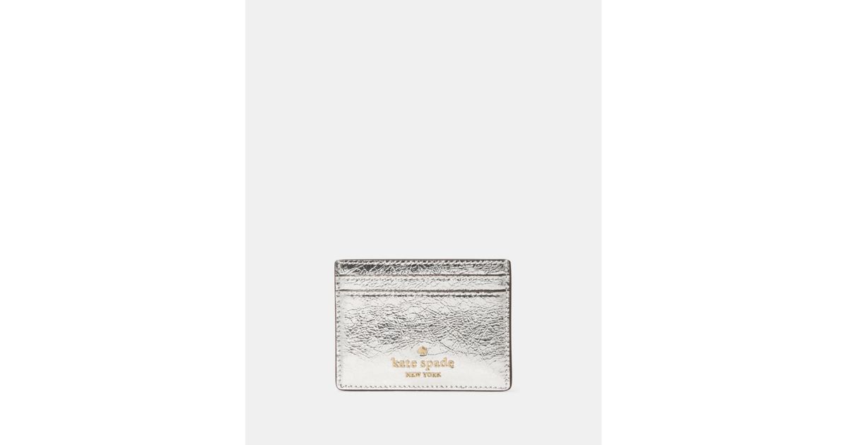 Kate Spade Madison Metallic Small Slim Card Holder in White | Lyst UK