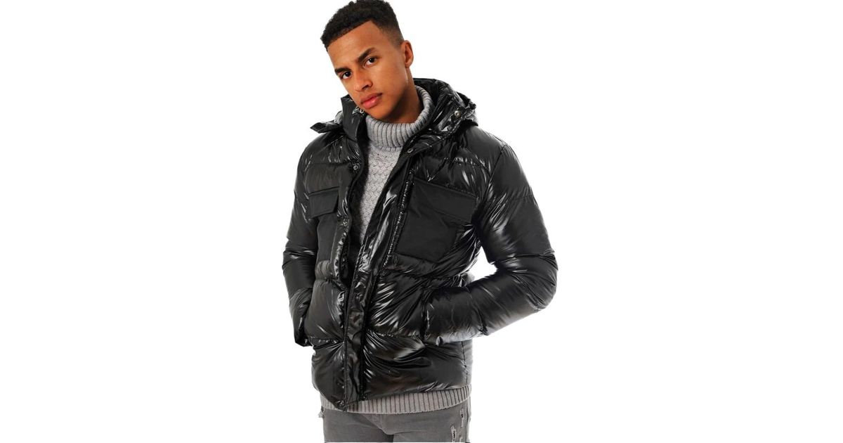 Soulstar Soul Star Puffer Jacket With Hood Shiny Quilted in Black for ...