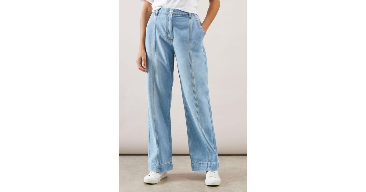 Wallis Denim Seam Detail Relaxed Jeans in Blue | Lyst UK