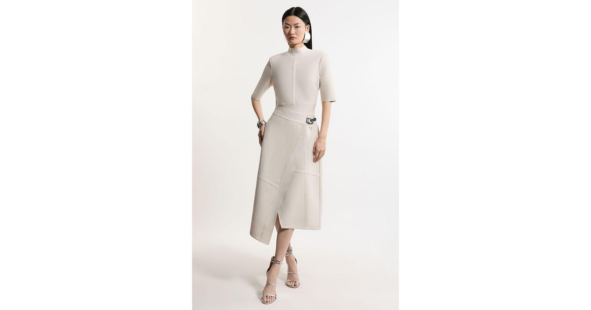 Karen Millen Tall Figure Form Bandage Asymmetric Knit Midi Dress in ...