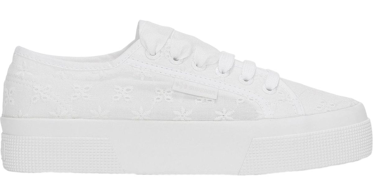 Superga Ladies 2740 Sangallo Flower Trainers (Total) in White | Lyst UK