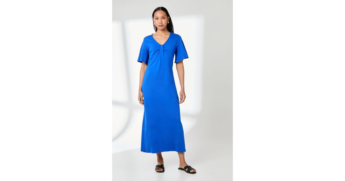 PRINCIPLES Neck Detail Jersey Midi Dress Cotton in Blue | Lyst UK