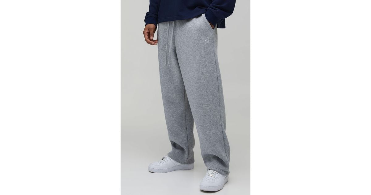 BoohooMAN Baggy Bm Scroll Barrel Fit Joggers in Grey for Men | Lyst UK